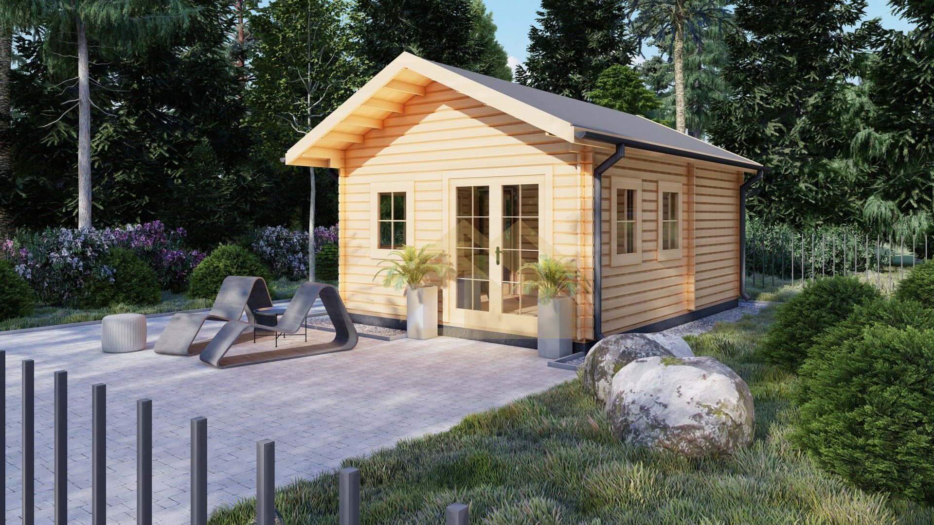 Houten Huis Olympias, 44mm, 34m² - Tuinhuisjesonline