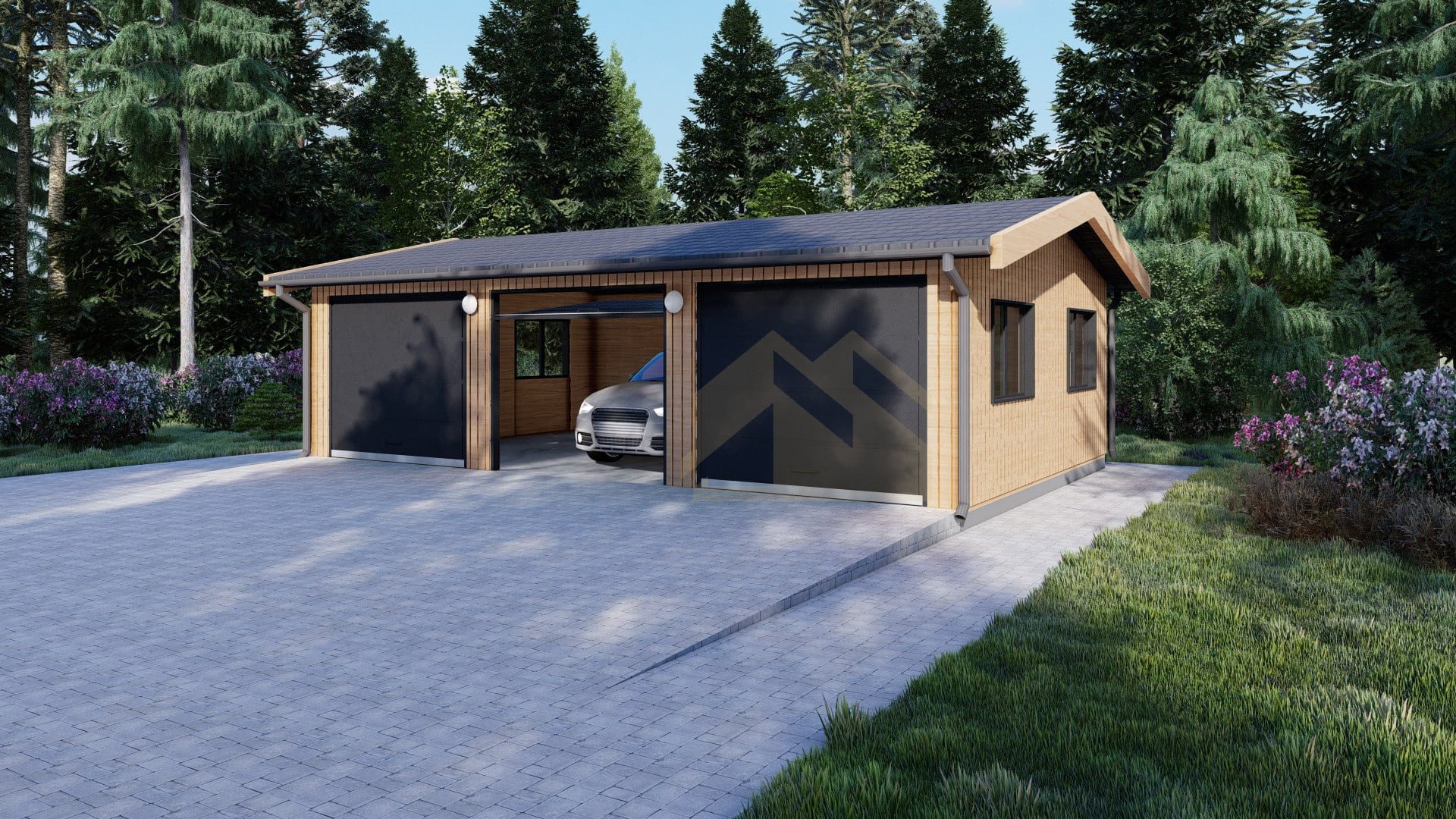 Triple Houten Garage Aeropos (SIP Geïsoleerd) 8.8 x 5.8 m ...